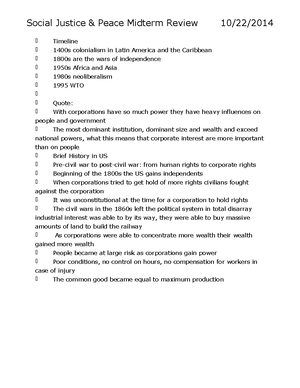(1)Social Justice Study Sheet Exam - Midterm Exam Review November 10th ...