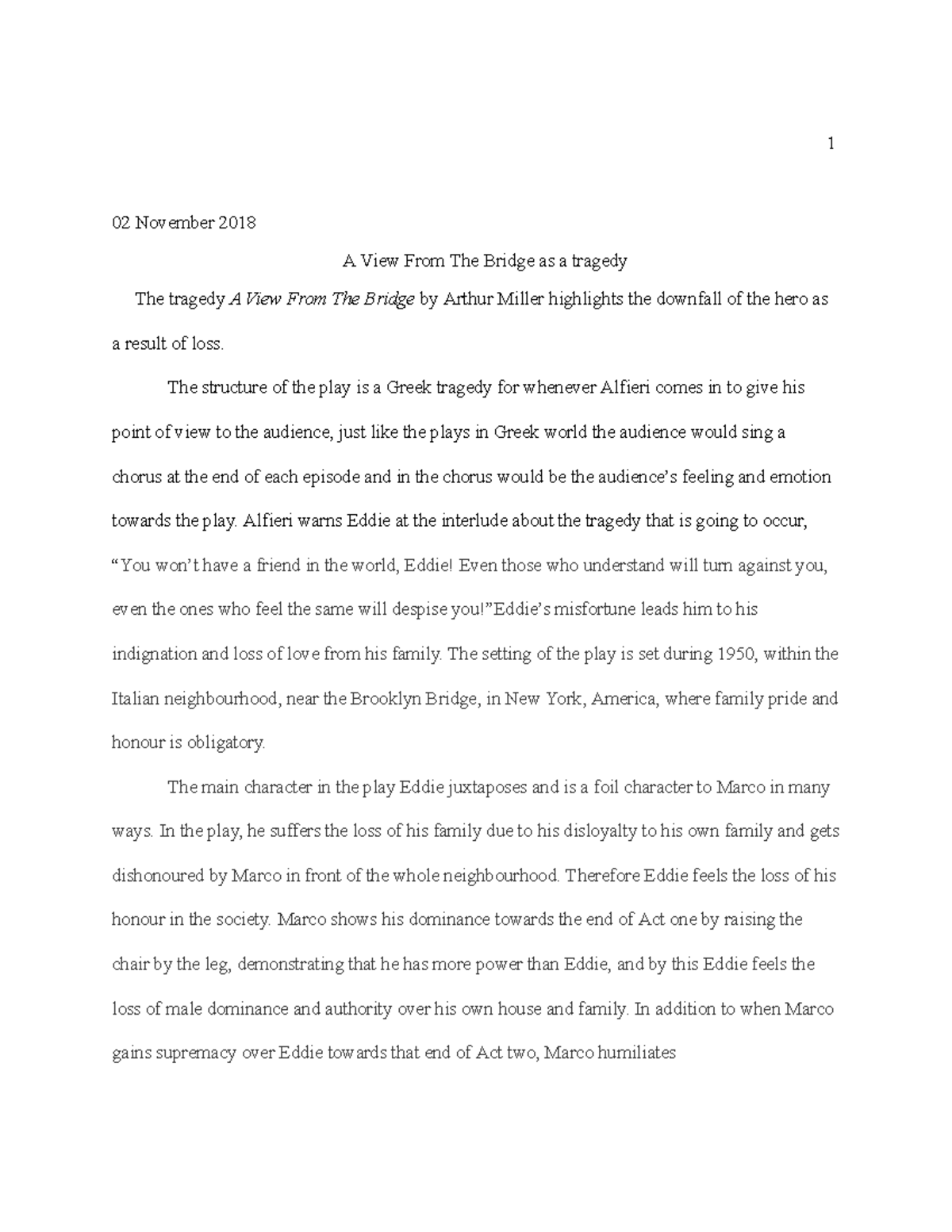 A view from the bridge - Just practice material - 1 02 November 2018 A ...