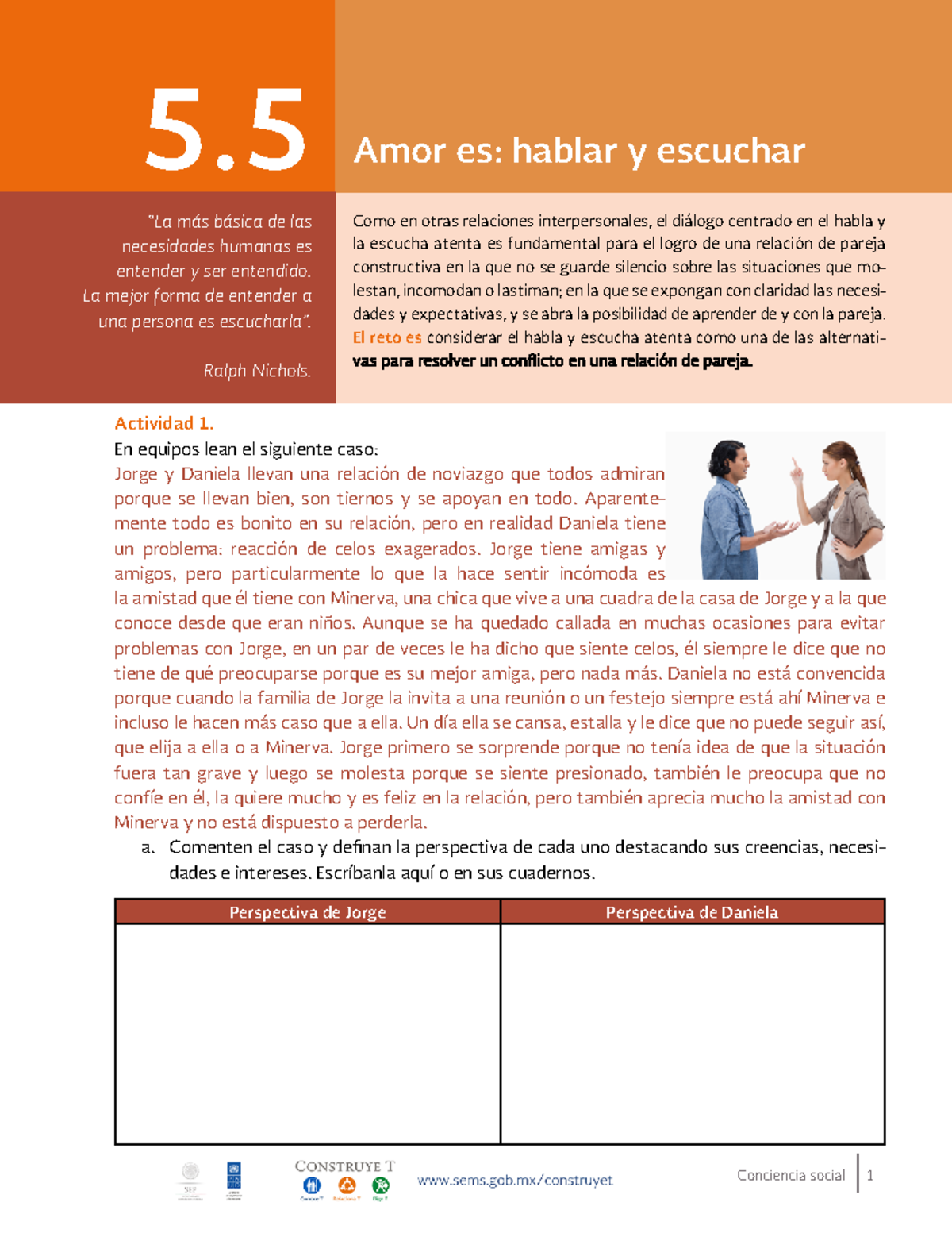 5.5 Amor es hablar y escuchar M2 RU R2 - Conciencia social 1 Actividad ...