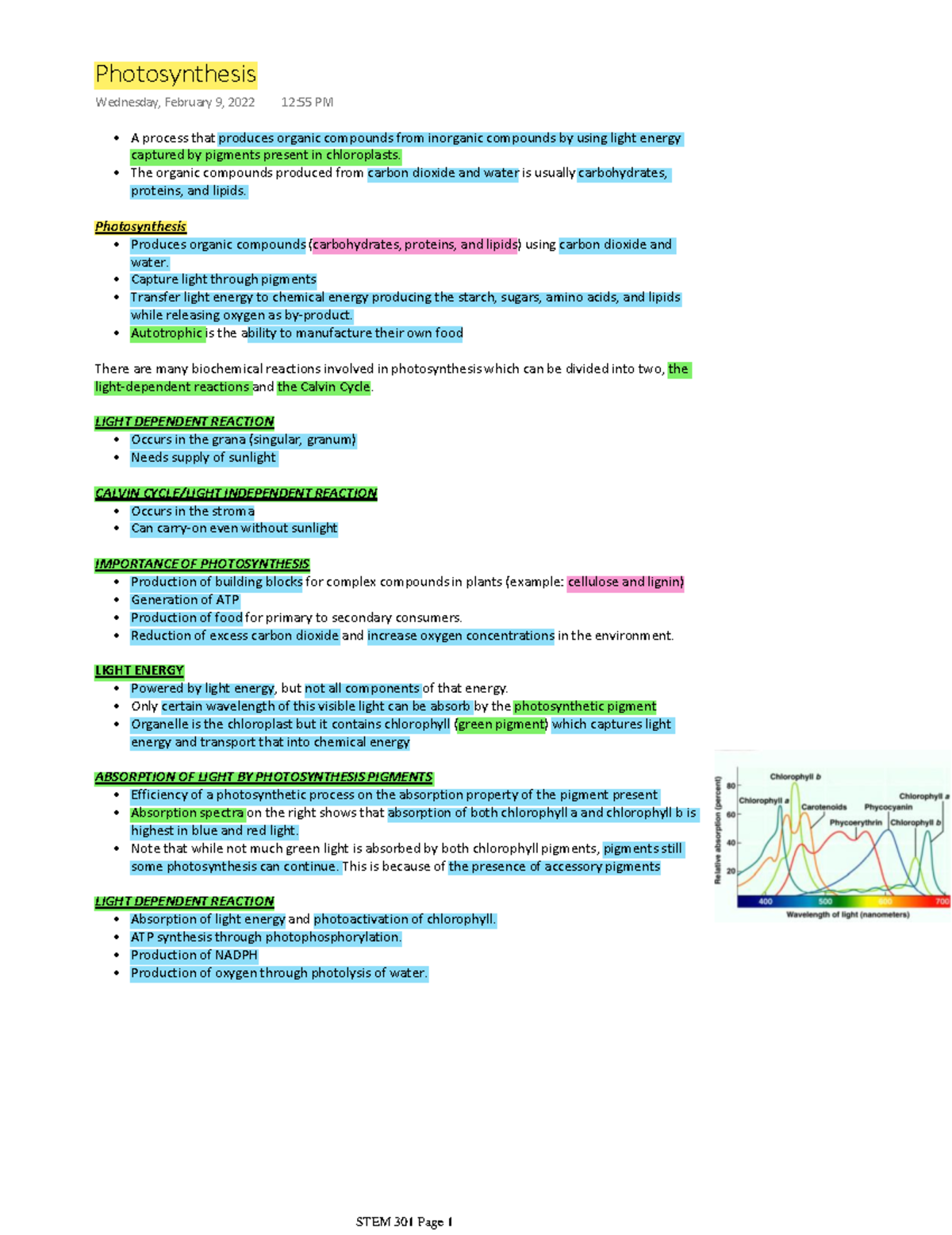 Photosynthesis - Notes - A process that produces organic compounds from ...
