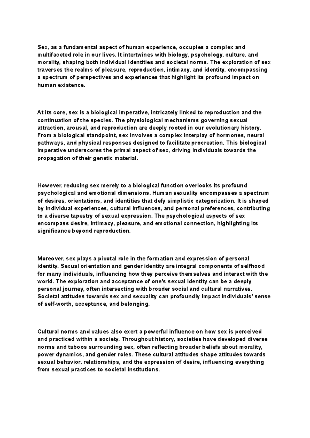 Sex Essay About Sex Sex As A Fundamental Aspect Of Human 