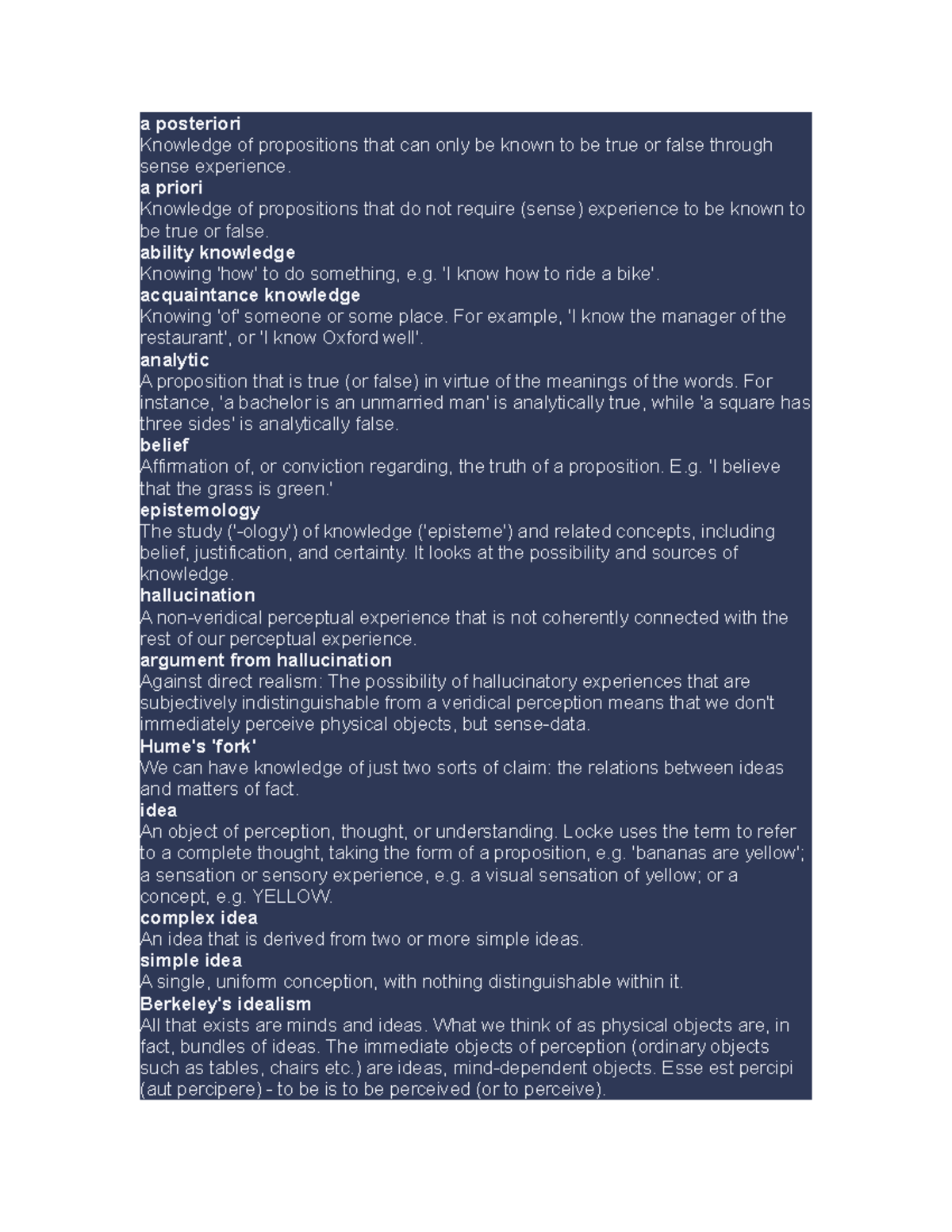 A posteriori - good - a posteriori Knowledge of propositions that can ...