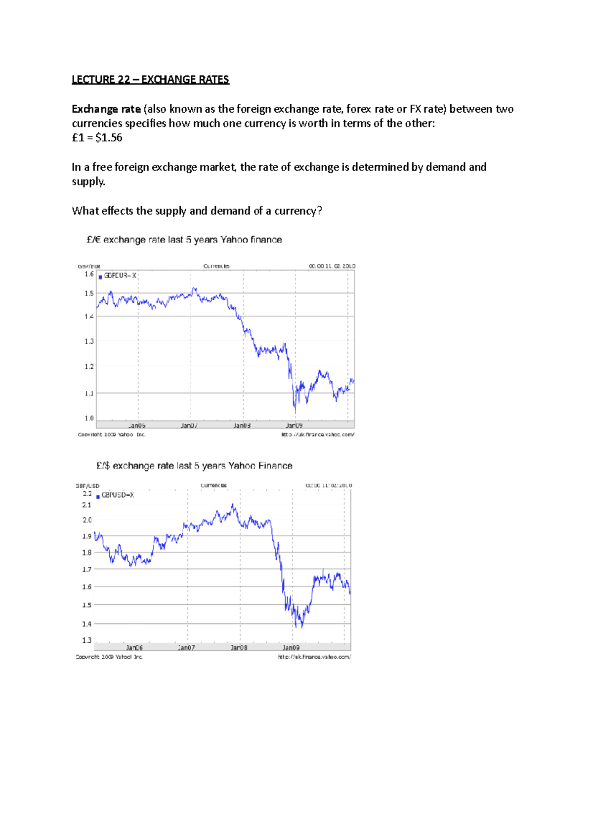Lecture 22 - Exchange Rates - LECTURE 22 – EXCHANGE RATES Exchange rate ...