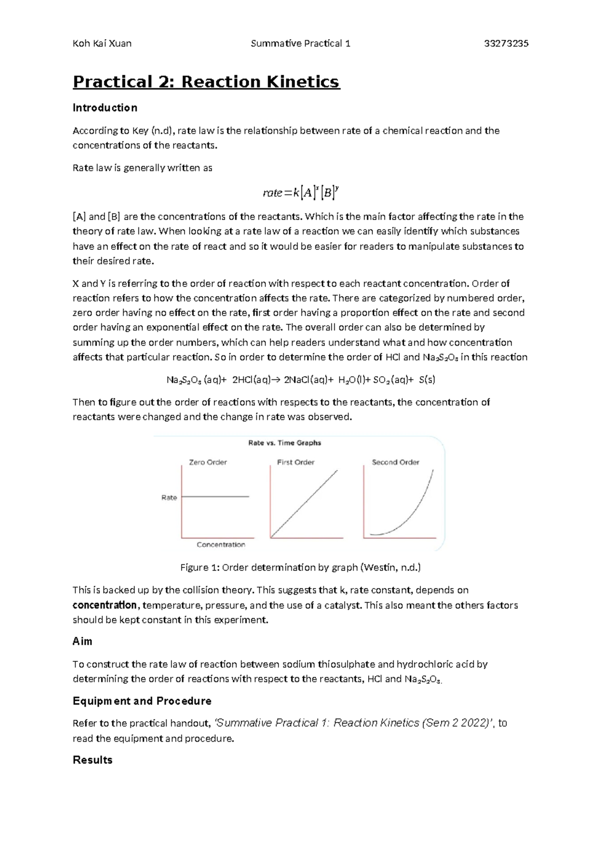 Practical 2 Koh Kai Xuan - Practical 2: Reaction Kinetics Introduction ...
