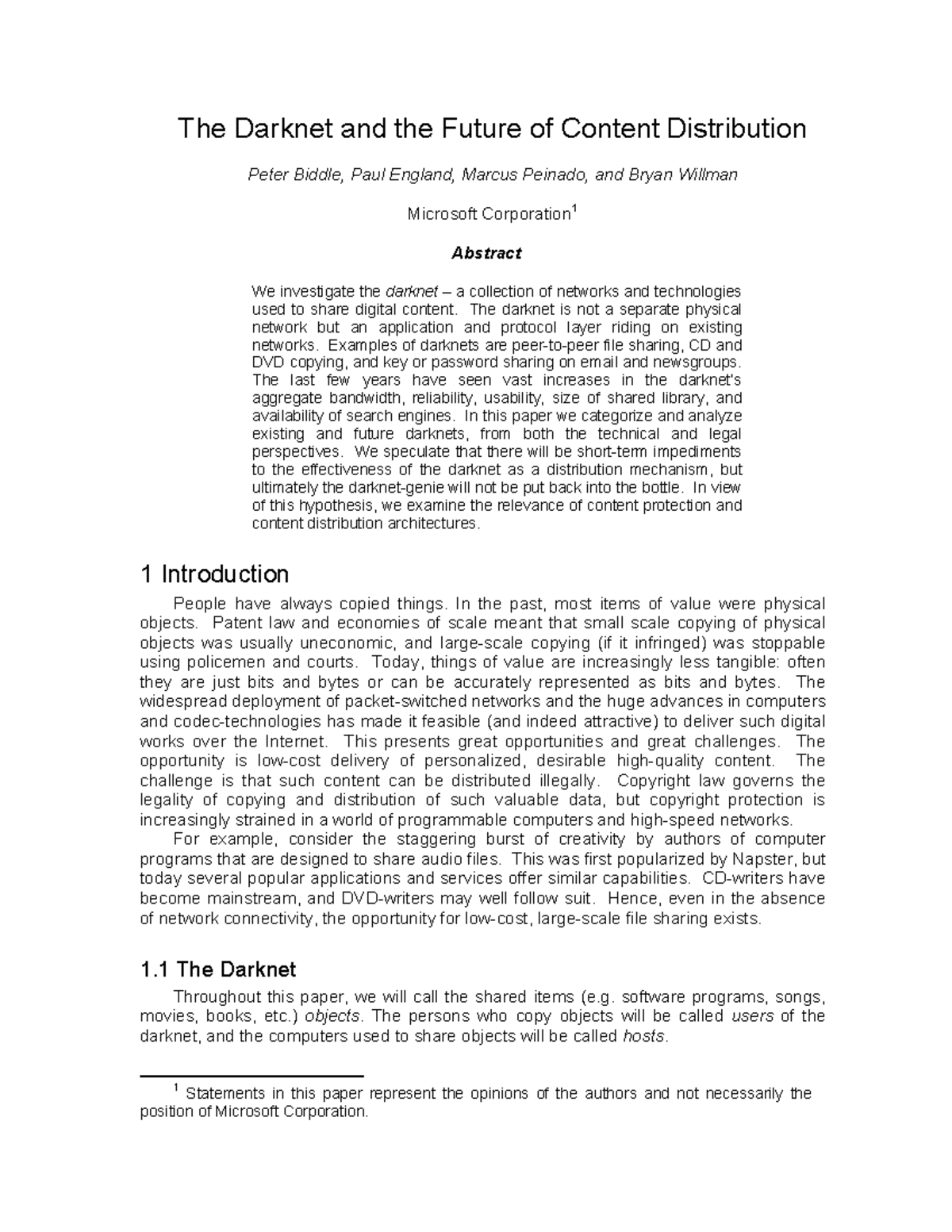 Darknet 5 - The Darknet and the Future of Content Distribution Peter ...