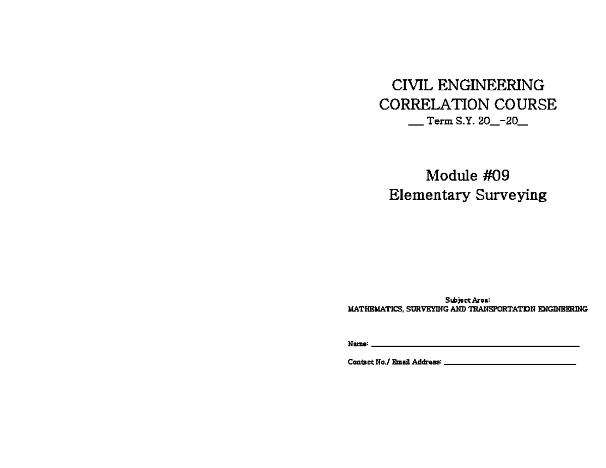 Pdfcoffee - Lecture for Engineering - CIVIL ENGINEERING CORRELATION COURSE ___ Term S. 20__-20 ...