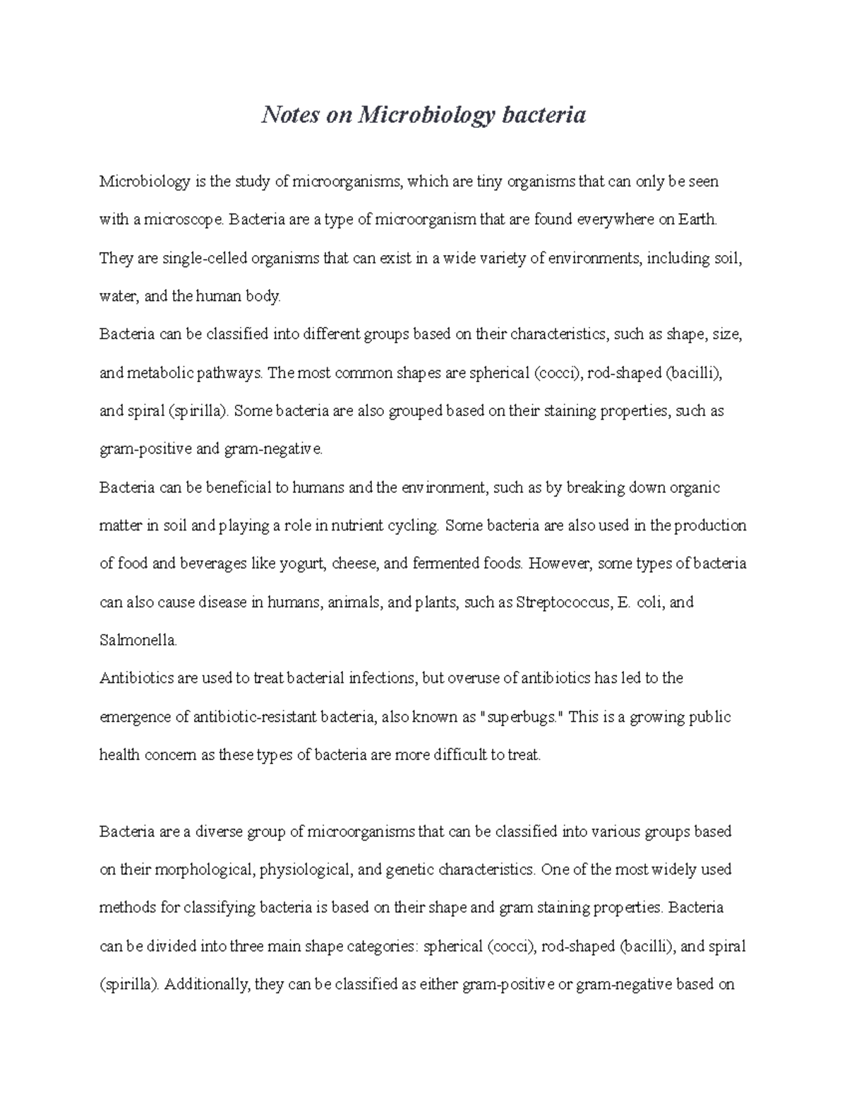 Notes on Microbiology bacteria - Notes on Microbiology bacteria ...