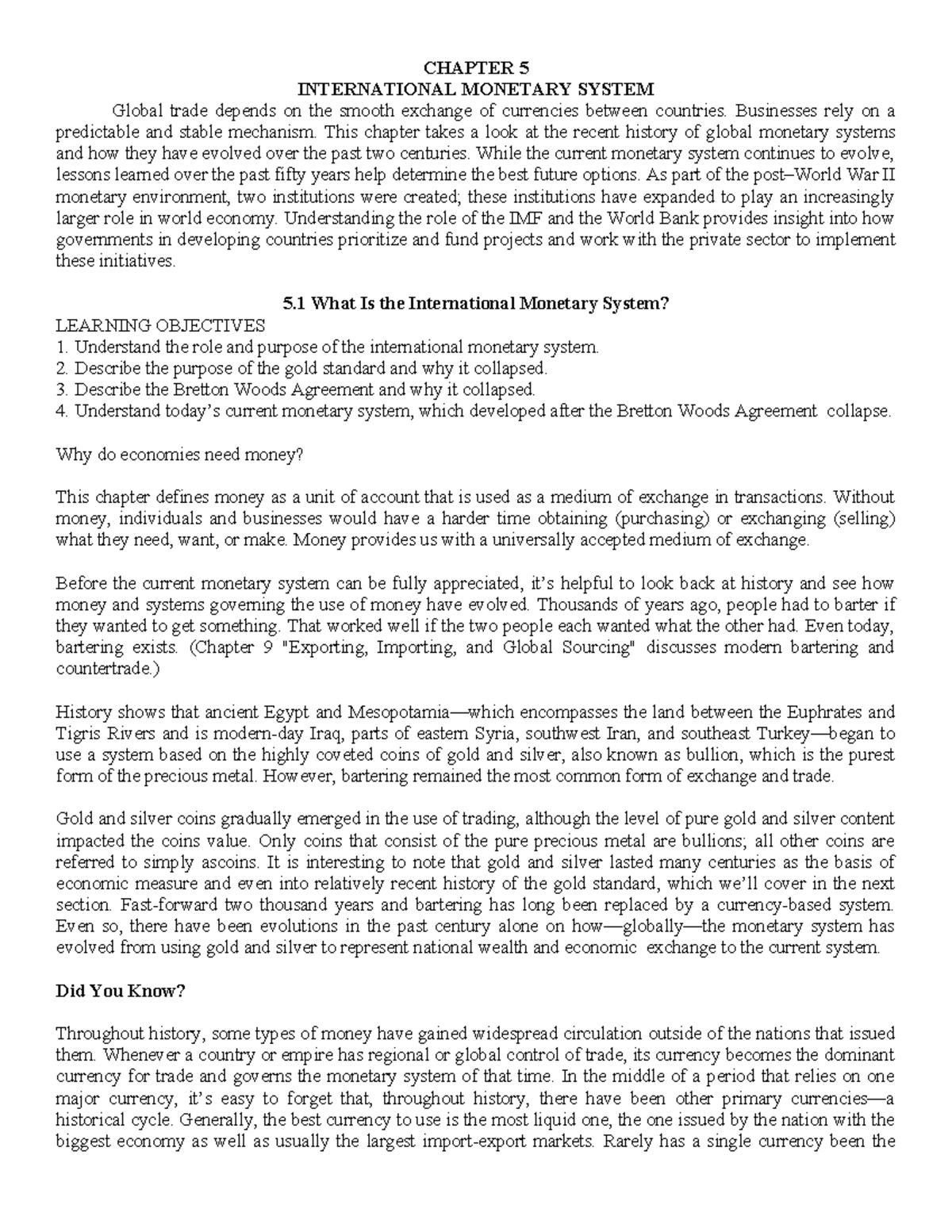 Chapter-5-Reading - Skjsnd - CHAPTER 5 INTERNATIONAL MONETARY SYSTEM ...