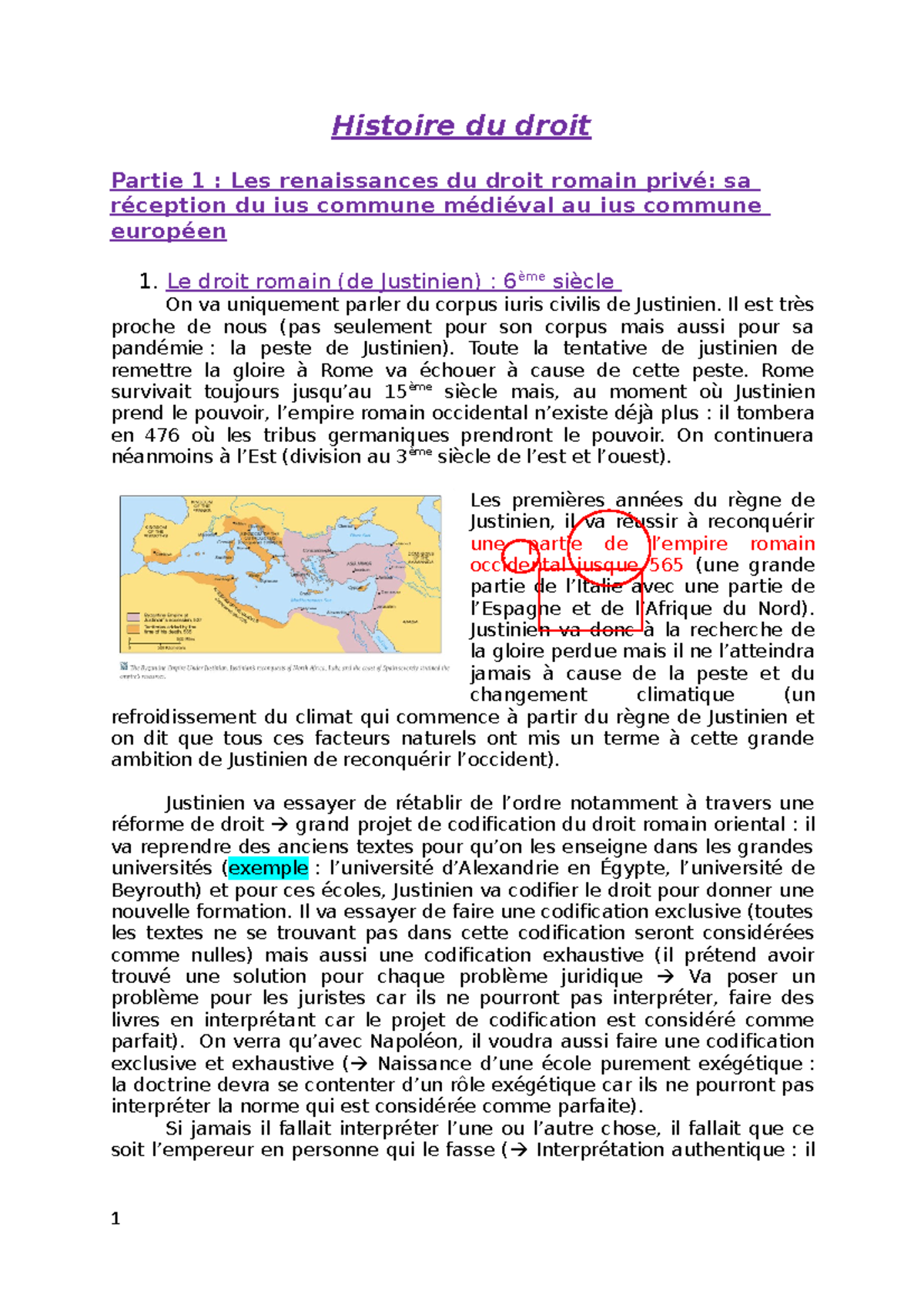 Histoire du droit - Histoire du droit Partie 1 : Les renaissances du droit romain privé: sa ...