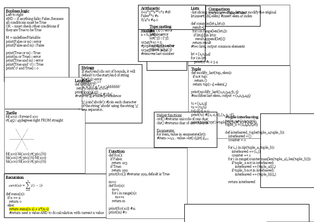 CS1010E Mid-Term Cheatsheet - Boolean logic Left to right AND – if anything fails: False ...