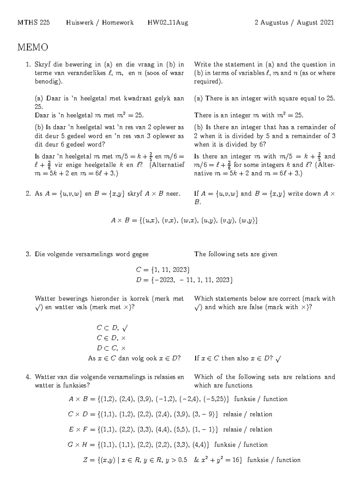 Tutotials 1 solutions - ............................. - MTHS 225 ...