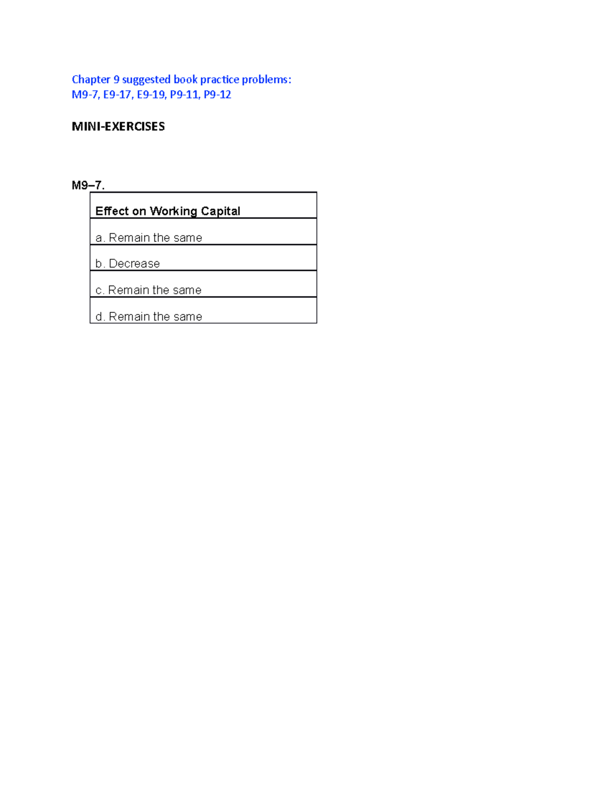 Chapter 9 Additional Practice Problems from Textbook - Chapter 9 ...