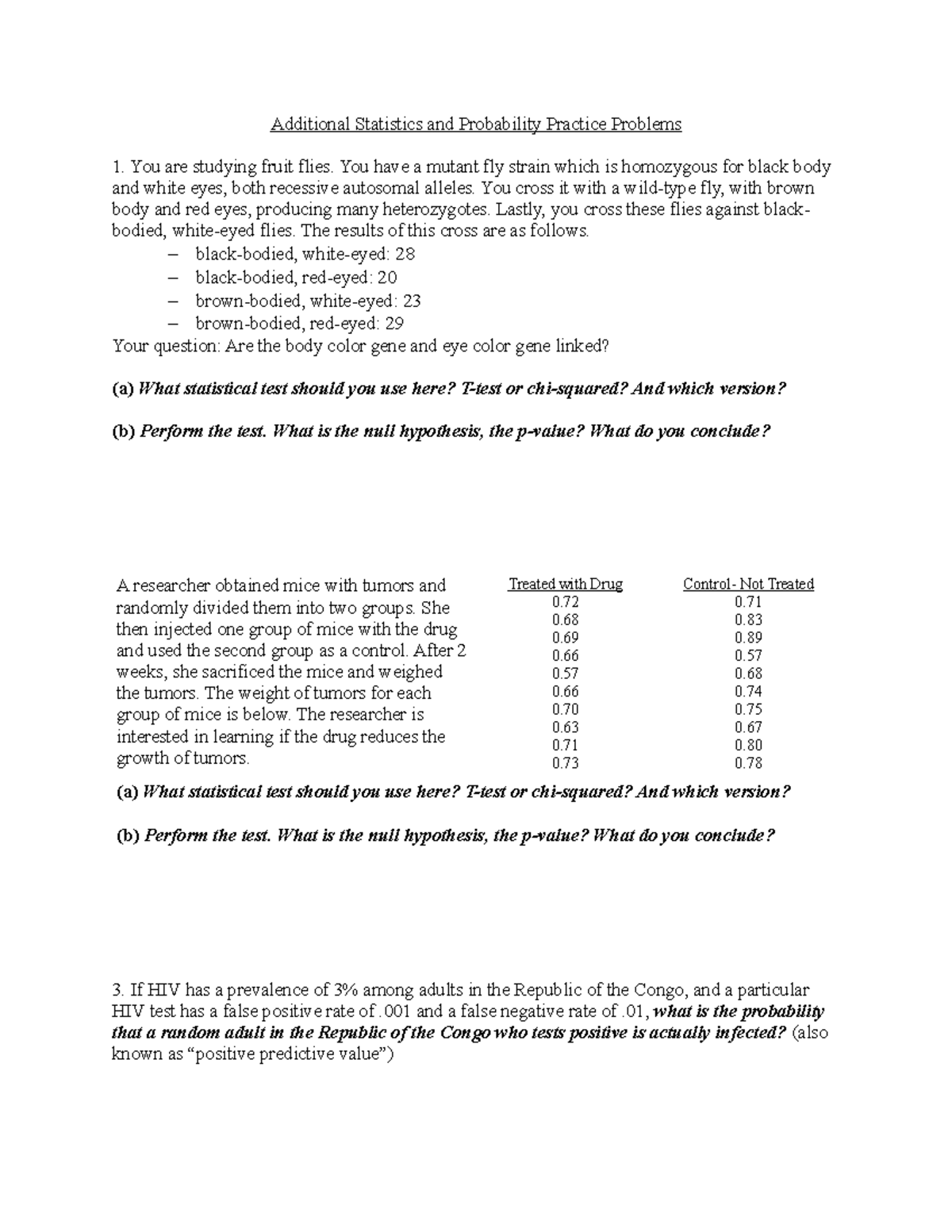 Stats practice - Additional Statistics and Probability Practice ...