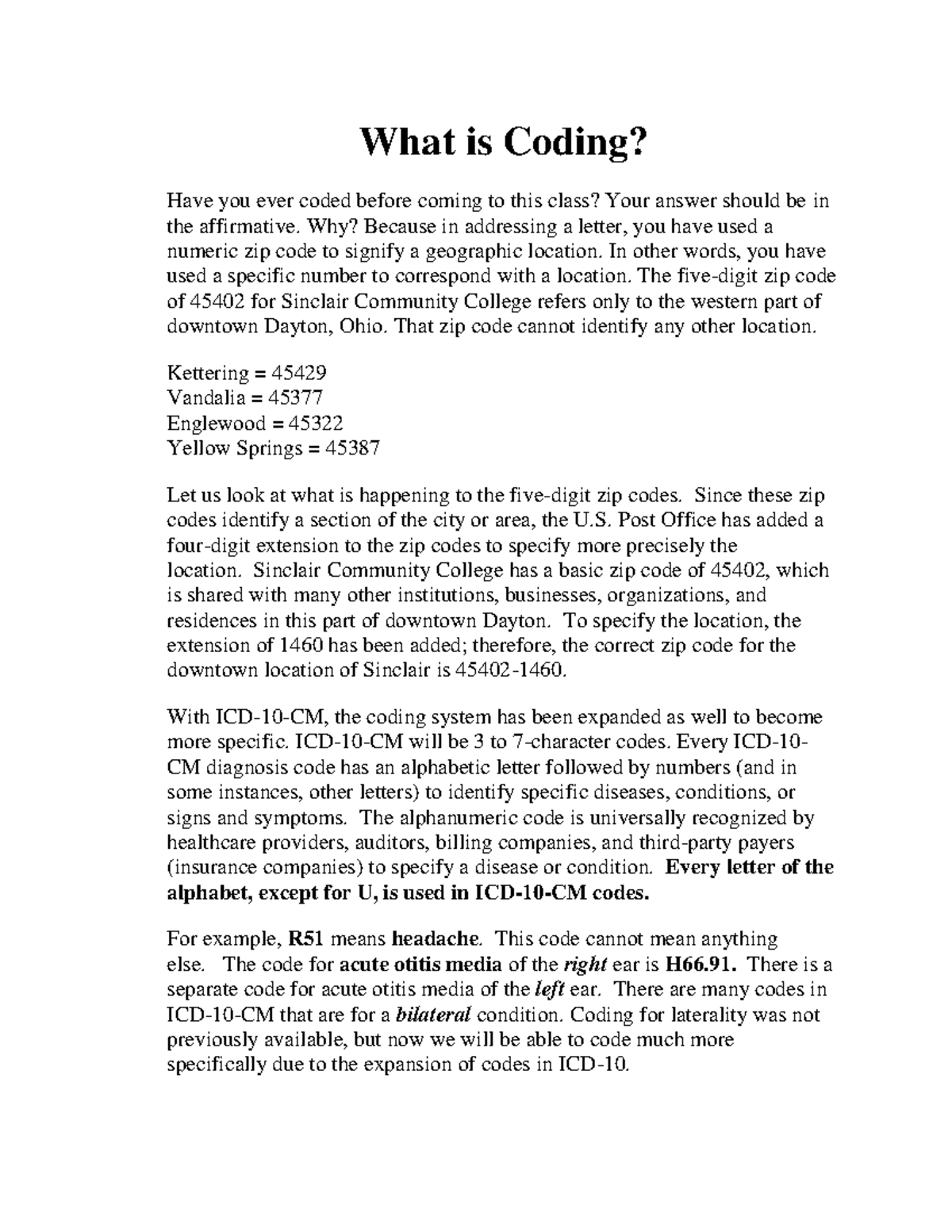 Introduction to ICD-10-CM 1-18 - What is Coding? Have you ever coded ...