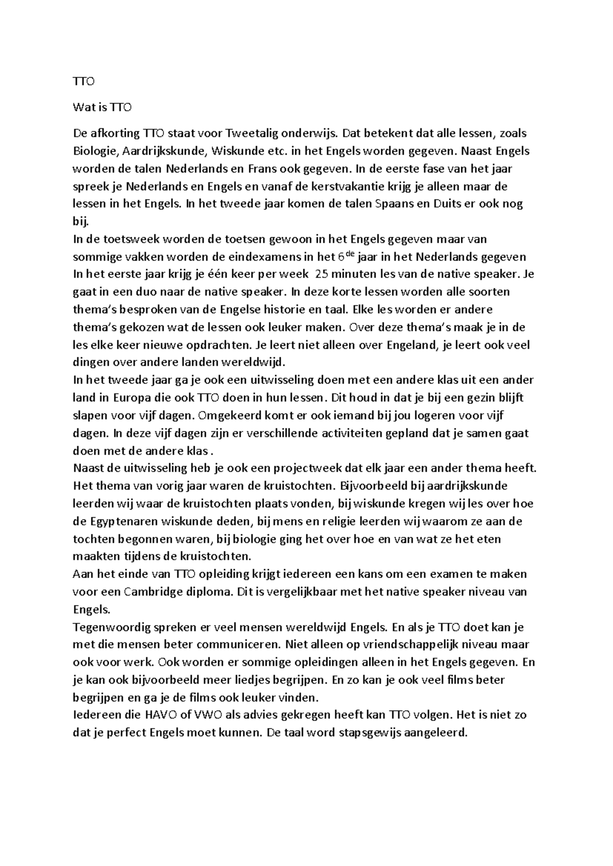 Engels project - spreekbeurt - TTO Wat is TTO De afkorting TTO staat ...