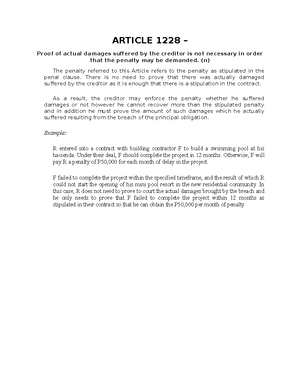 Oblicon Notes for Article 1231-1270 - Notes on LAW OF OBLIGATIONS AND ...