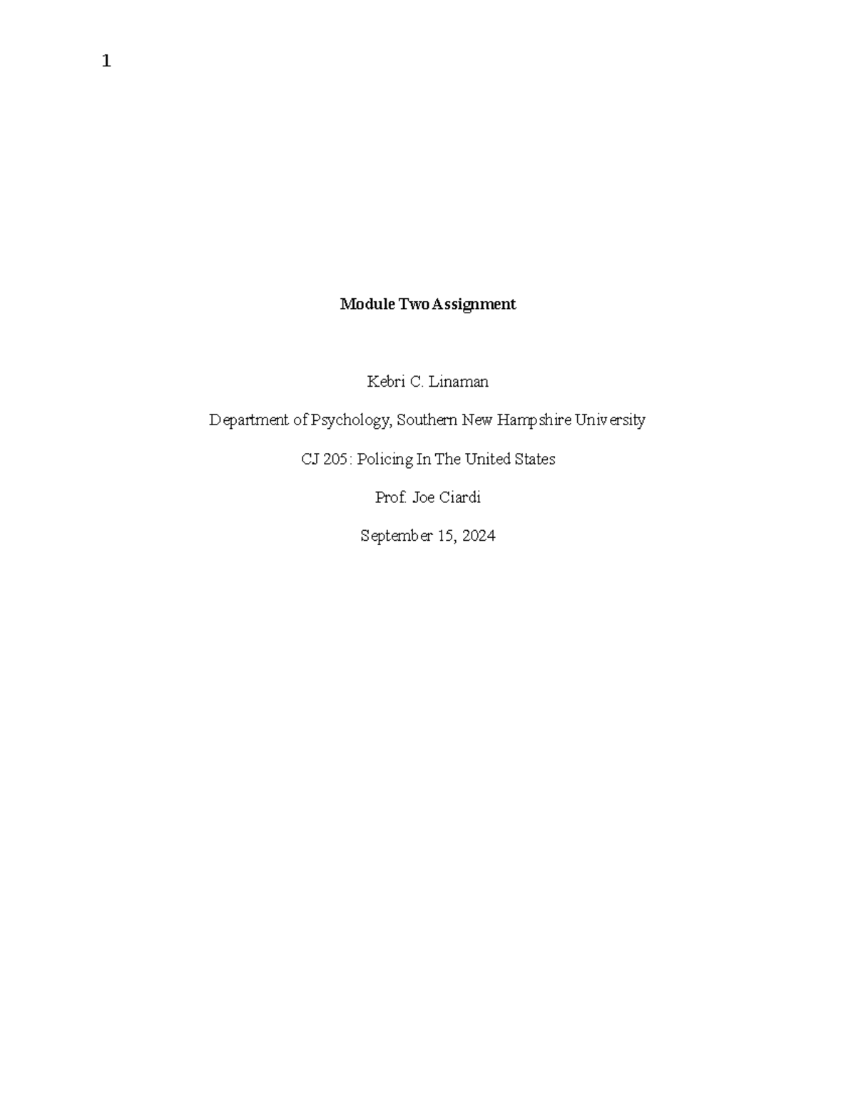 Module Two Assignment Module Two Assignment Kebri C Linaman
