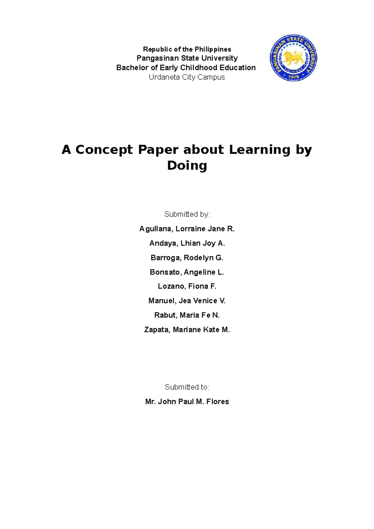 Prof Educ 103 Lozano F(Group 2) Concept Paper - Republic of the ...