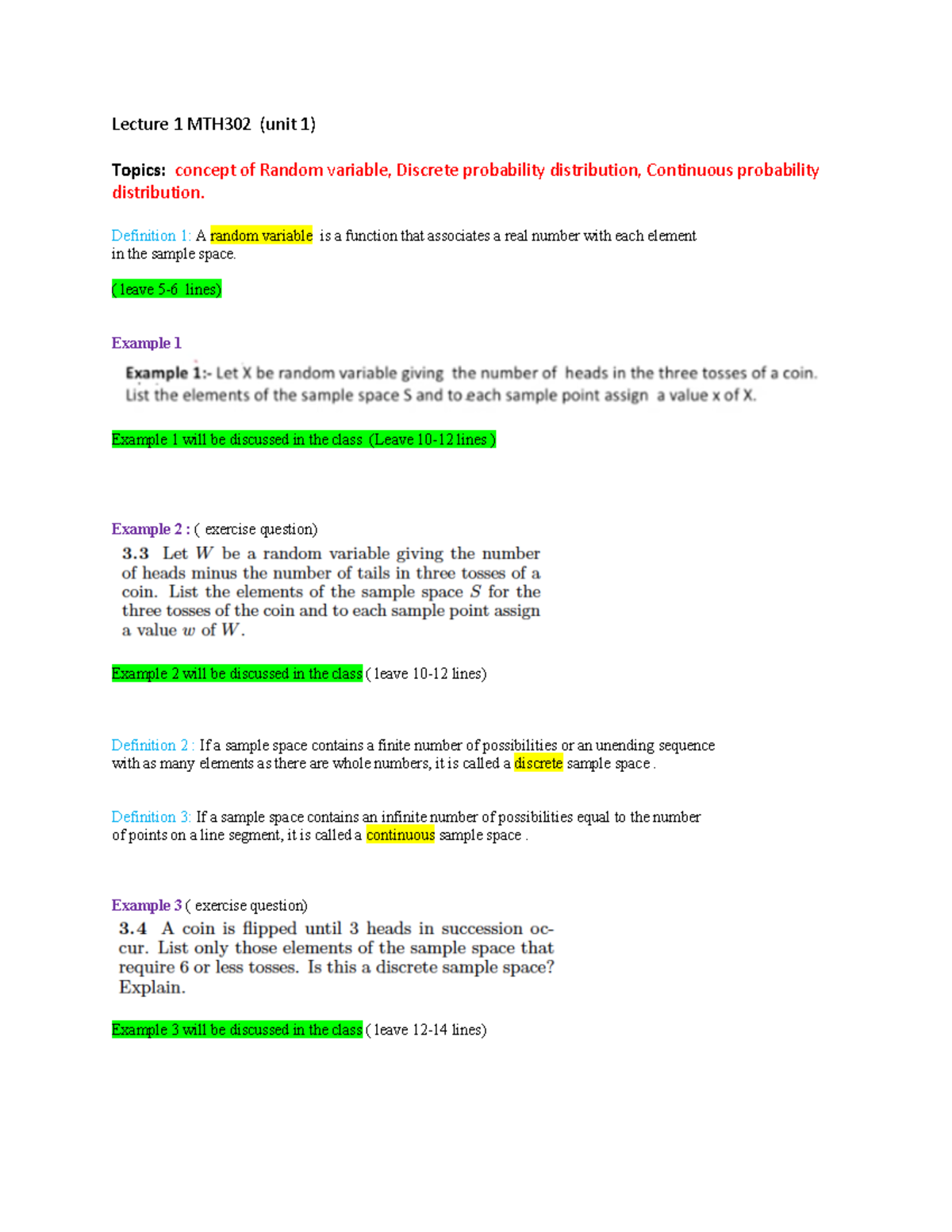 Lecture 1 MTH302 - Lecture 1 MTH302 (unit 1) Topics: concept of Random ...