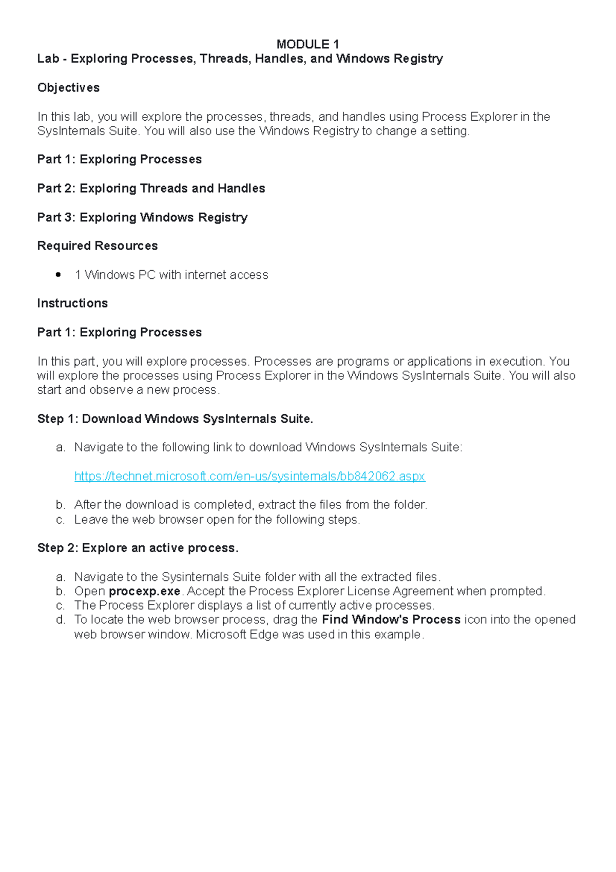 OS Lab - Notes for OS - MODULE 1 Lab - Exploring Processes, Threads ...
