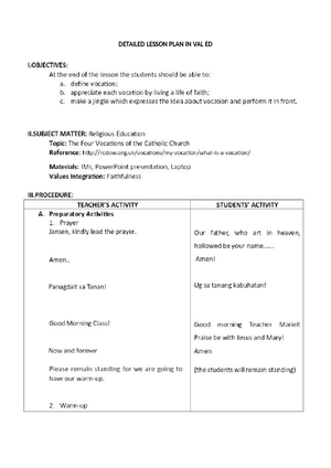 Detailed Lesson Plan STS - Detailed Lesson Plan SCHOOL Roman C ...