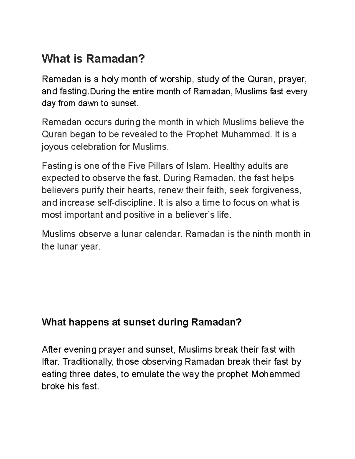 Ramadan Mubarak -2 - What is Ramadan? Ramadan is a holy month of ...