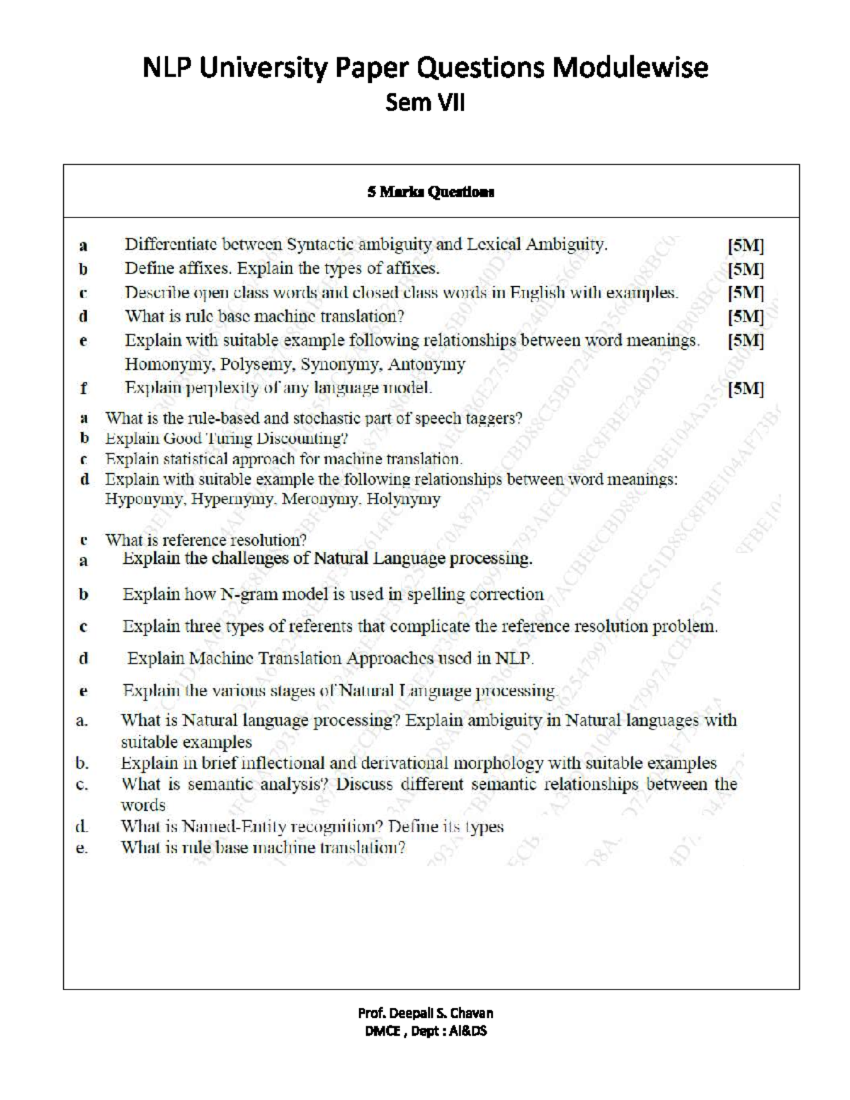 Nlp qb - they are most imp questions for Natural language processing exam - NLP University Paper ...