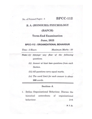 BPCC-112 - BPCC-112 Question paper - P. T. O. No. of Printed Pages : 4 ...