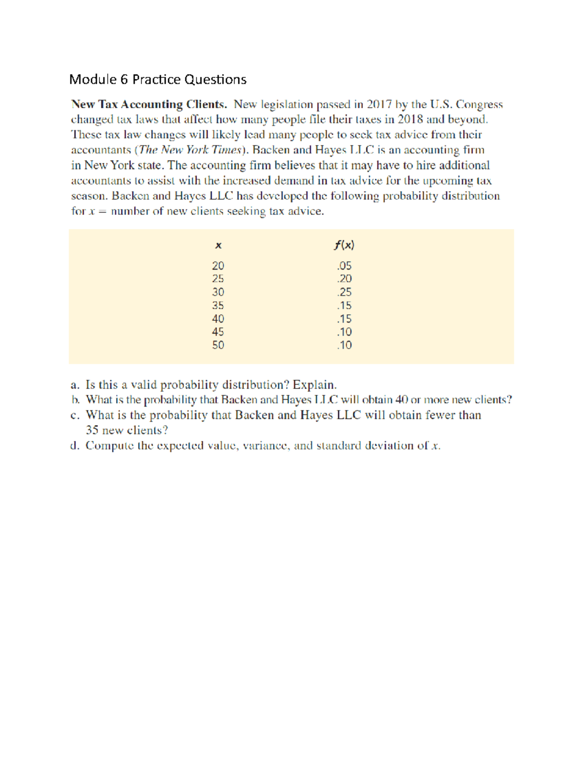 Module 6 Practice Questions - MAS 201 - Module 6 Practice Questions ...