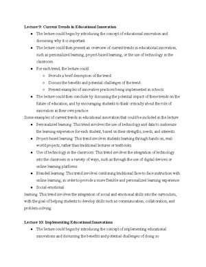 EDUC 227 Educational Change and Innovation lecture 1-4 - Lecture 1 ...