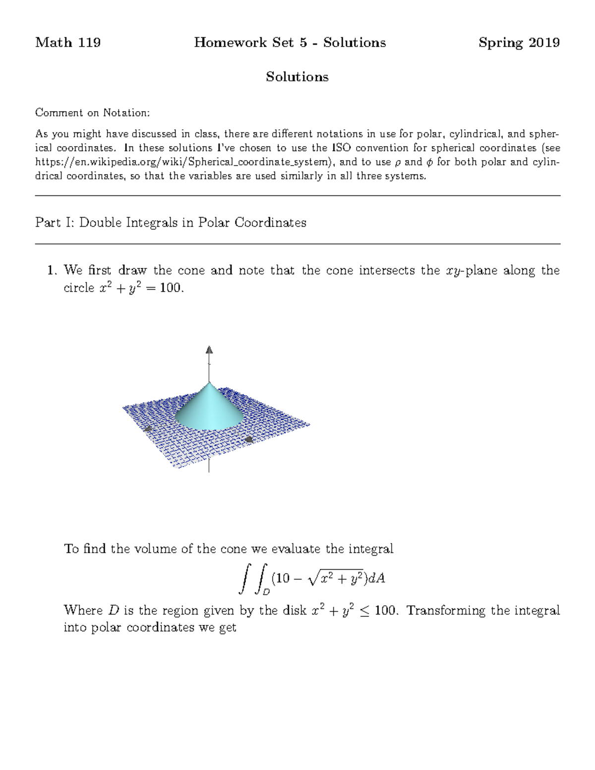 Homework 5 solutions - Math 119 Homework Set 5 - Solutions Spring 2019 ...