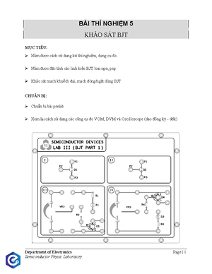 1 VLBD 2022 LAB3 - Thí nghiệm VLBD - CÁC MẠCH ỨNG DỤNG CỦA DIODE MỤC TIÊU: Nắm được cách sử dụng ...