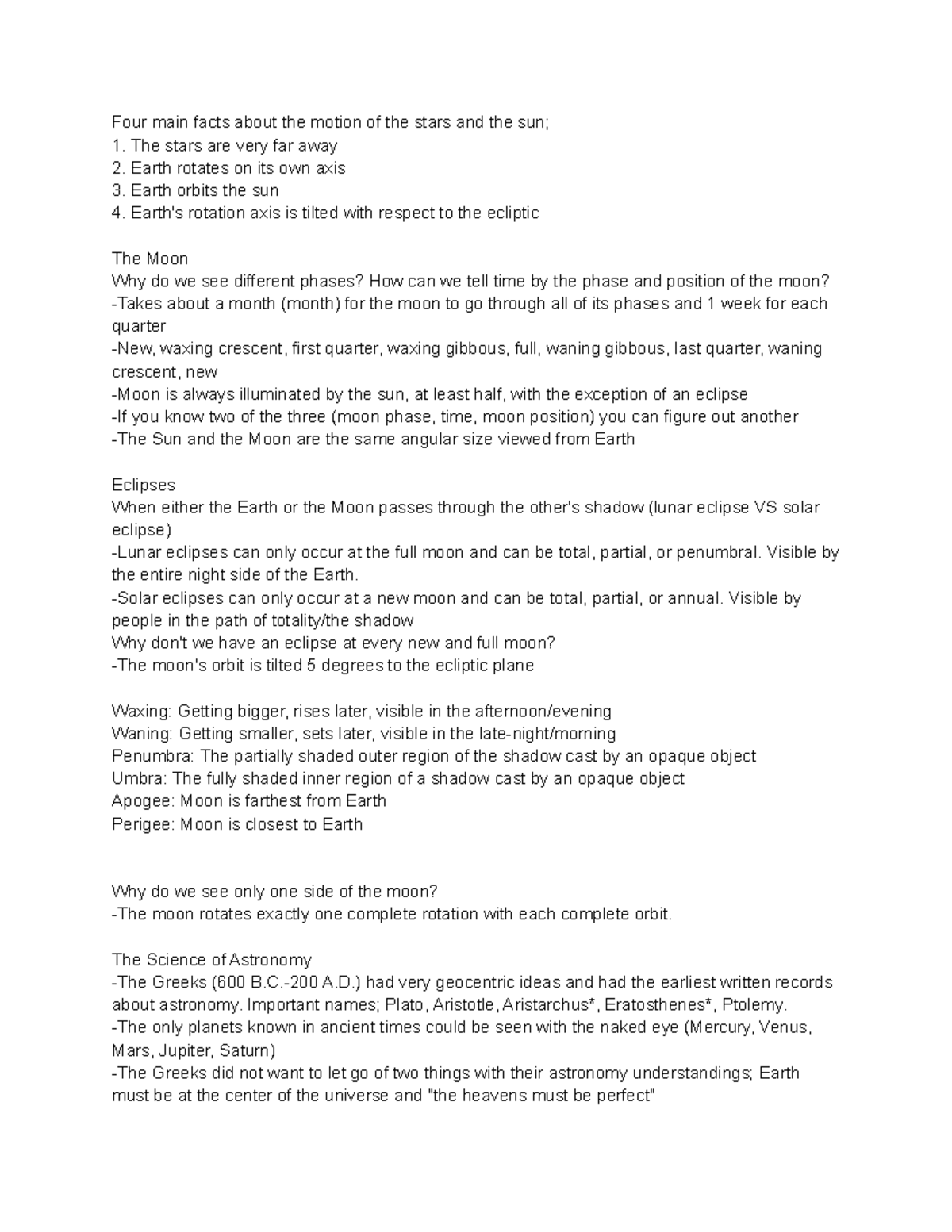 Astrology Notes #1 - Four main facts about the motion of the stars and ...