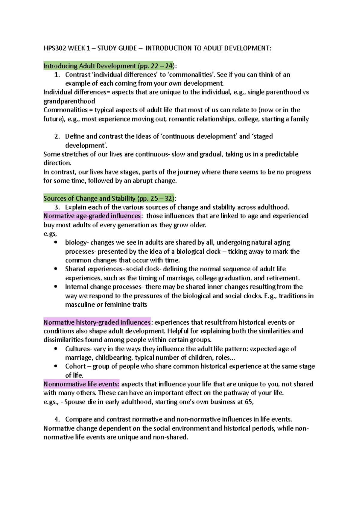 HPS302 WEEK 1- study guide - HPS302 WEEK 1 – STUDY GUIDE – INTRODUCTION ...