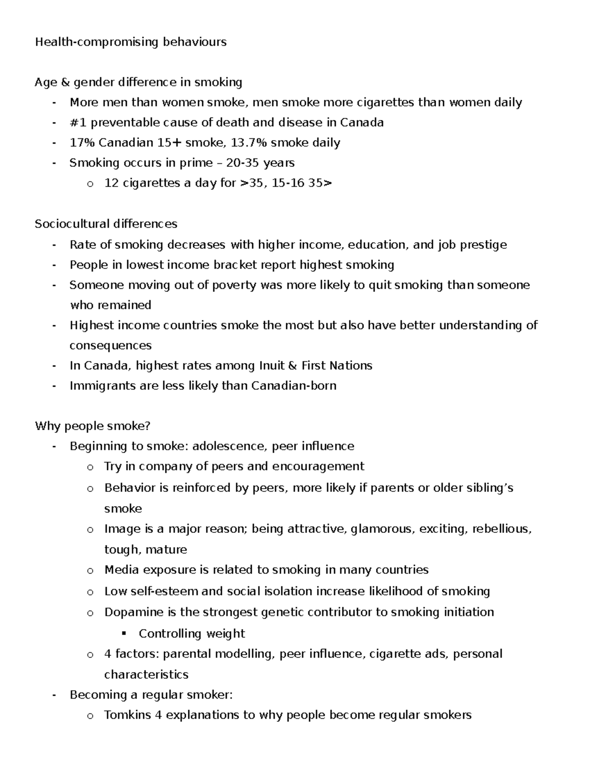 Health compromising behaviours - Health-compromising behaviours Age ...