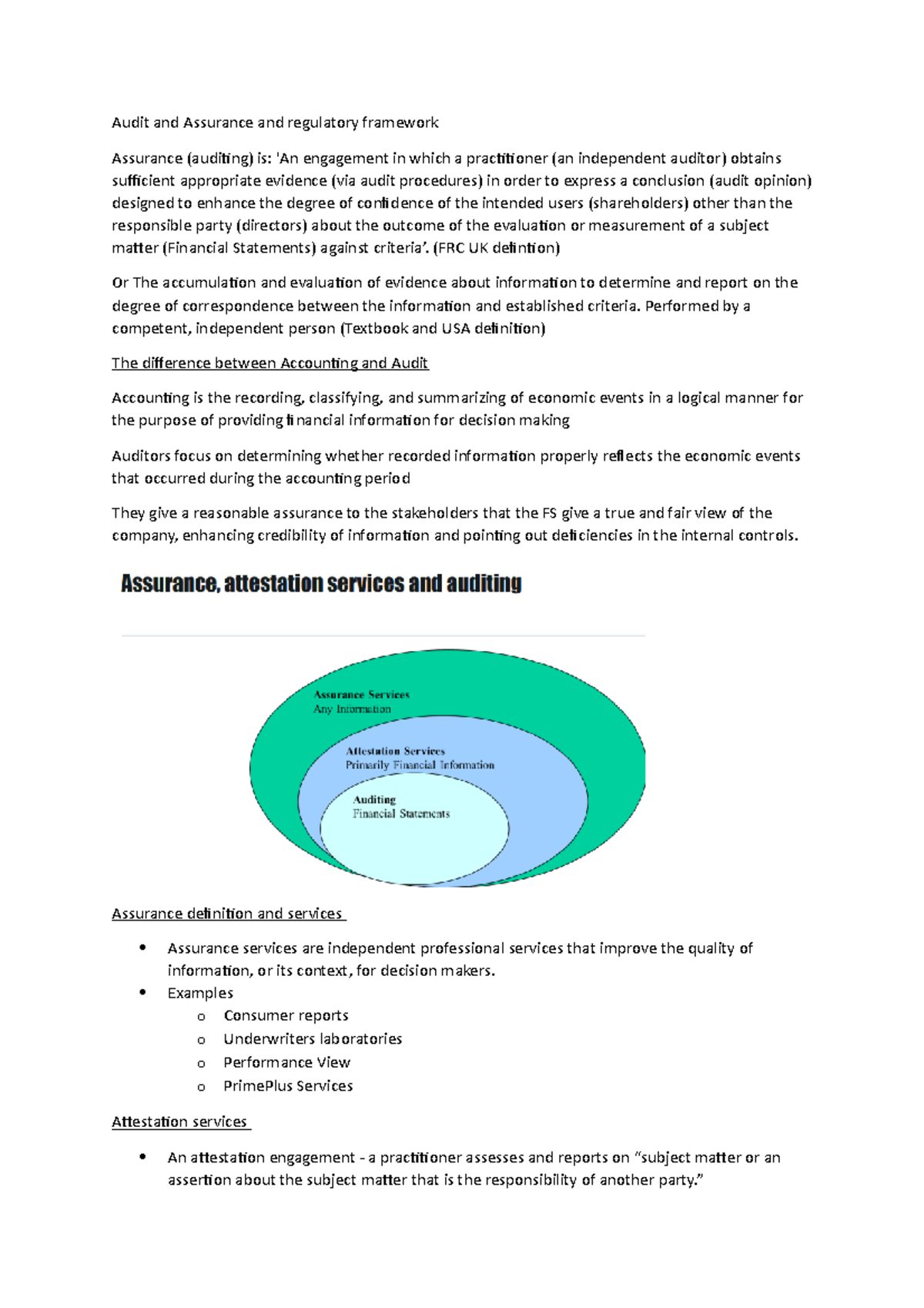 Audit and Assurance and regulatory framework - Audit and Assurance and ...