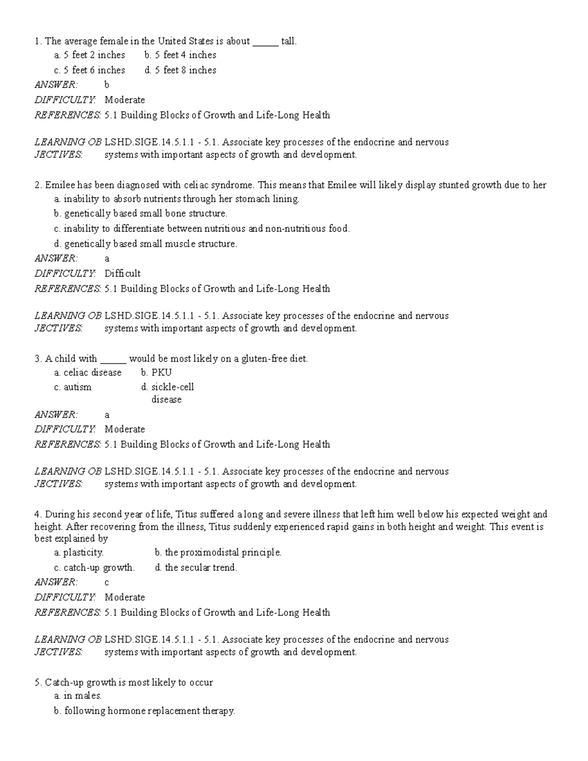 Chapter 05 Body Brain Health - The average female in the United States ...