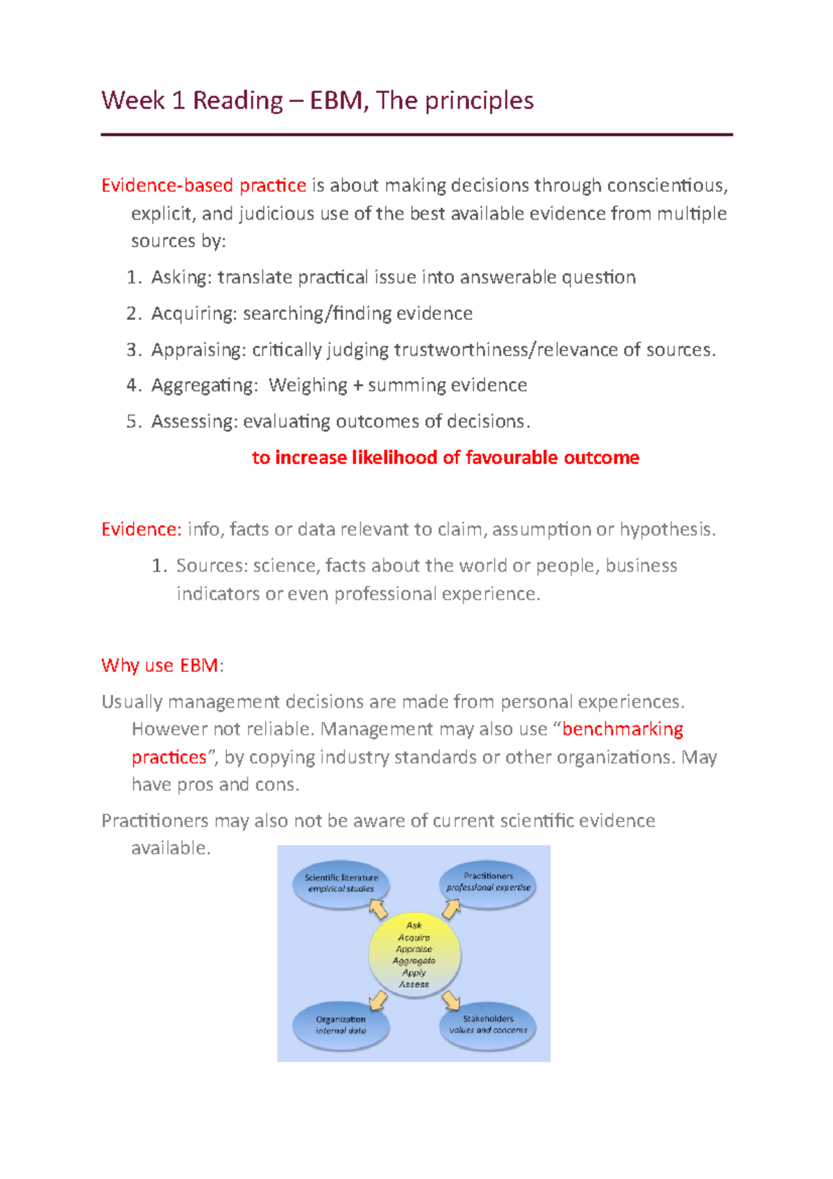Weak 1 Reading Notes - Week 1 Reading – EBM, The principles Evidence ...