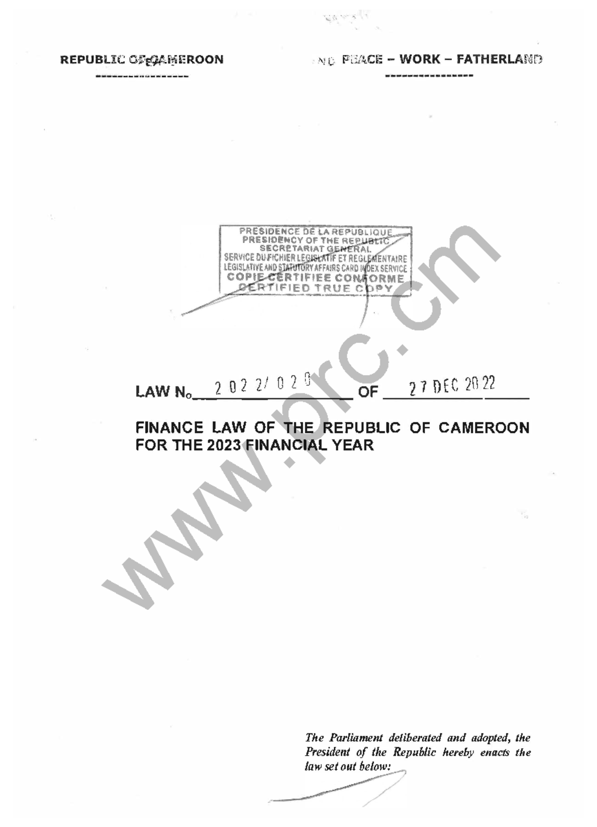 Finance Law 2023 General Tax Code LAW No 2 0 2 2 N u 2 G OF