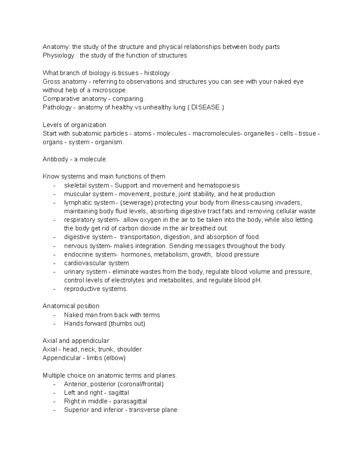 Anatomy final ^ ^ - Anatomy: the study of the structure and physical ...