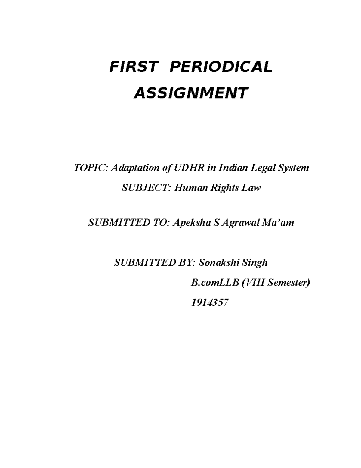Universal Declaration of Human Rights - FIRST PERIODICAL ASSIGNMENT ...