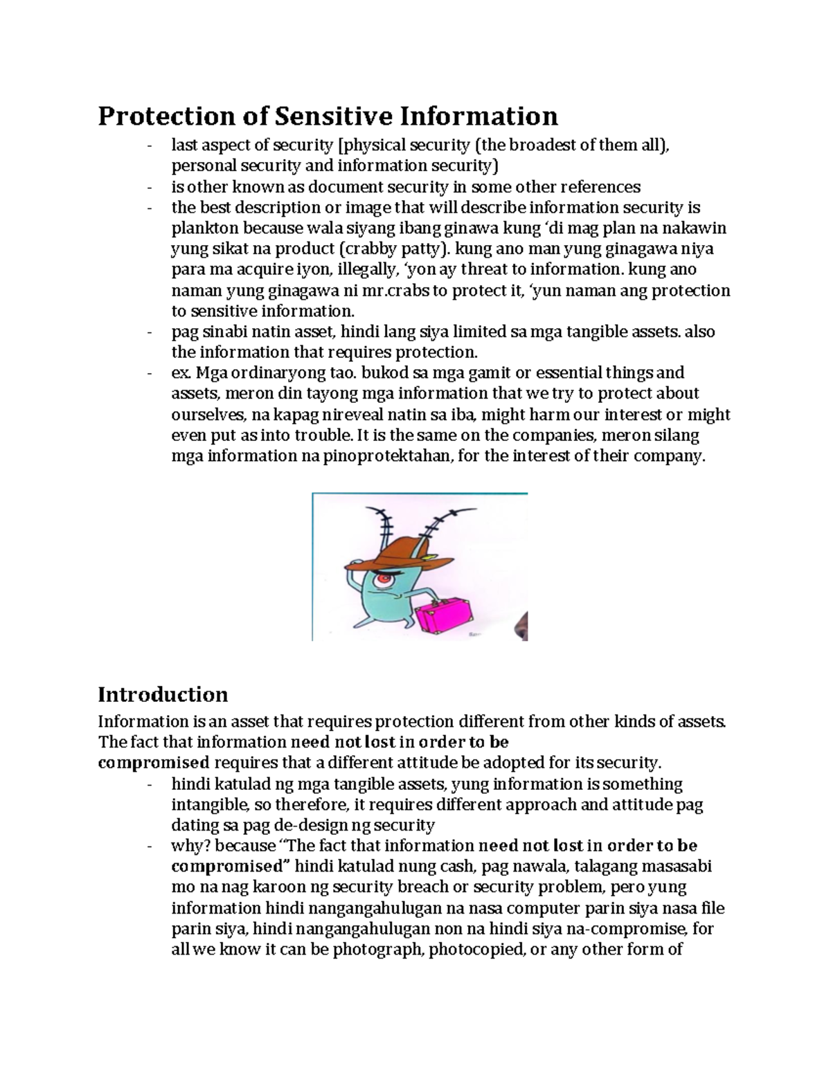 ISC ( Final 1) - Protection of Sensitive Information - Protection of ...