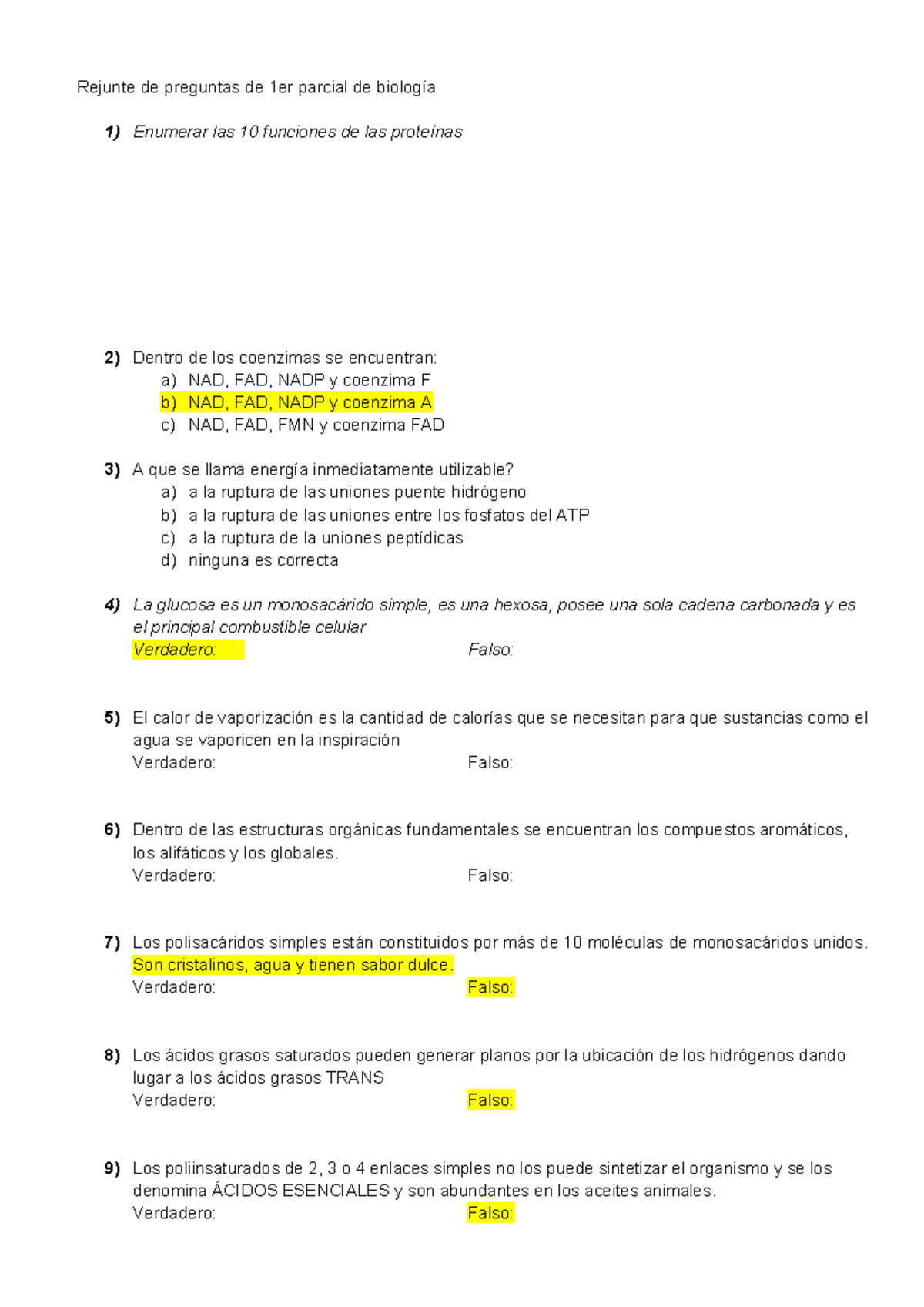 Modelos de 1er parcial Biologia - Rejunte de preguntas de 1er parcial de biología 1) Enumerar ...