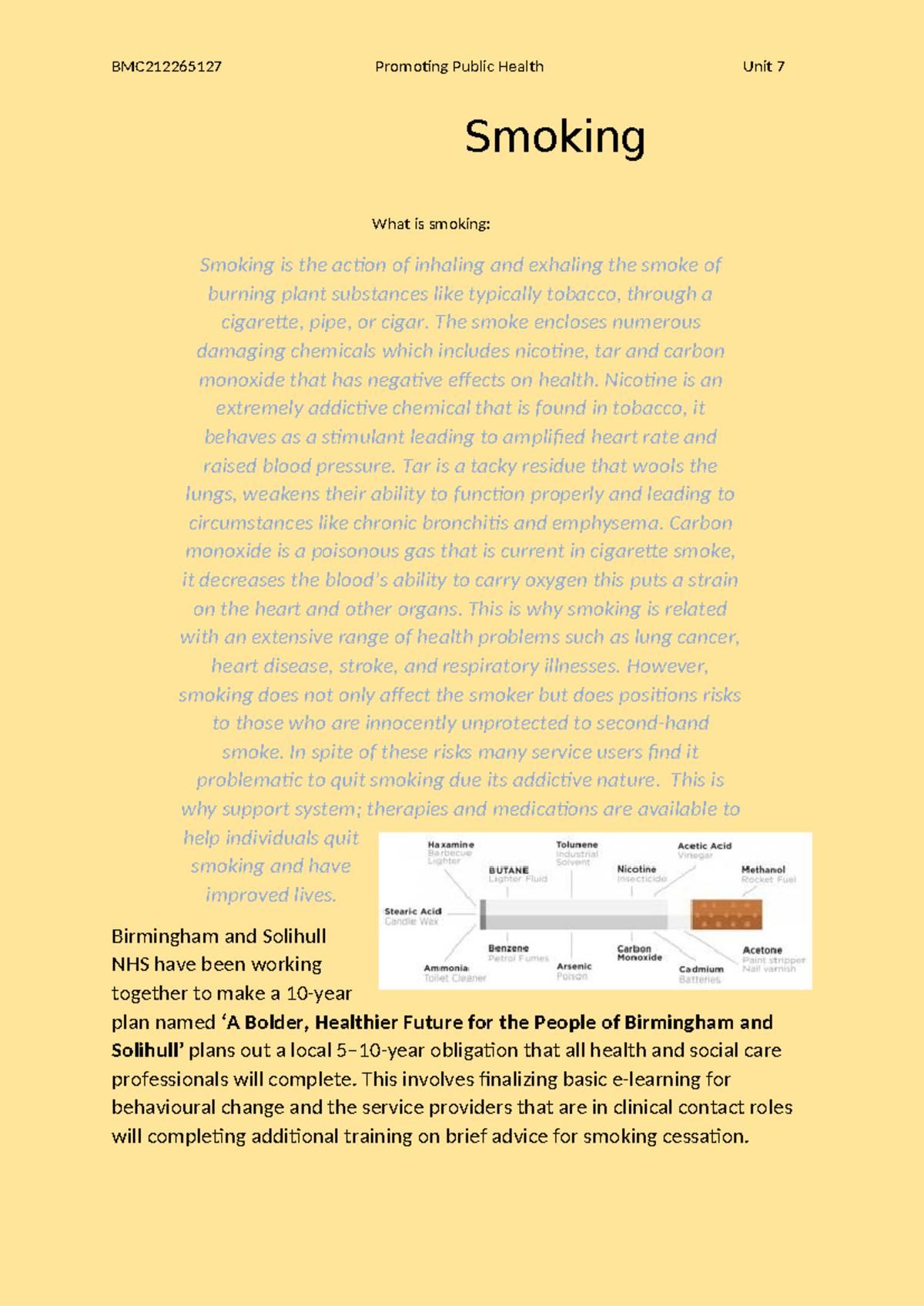 Smoking - the assignment on promoting public health - Smoking What is ...