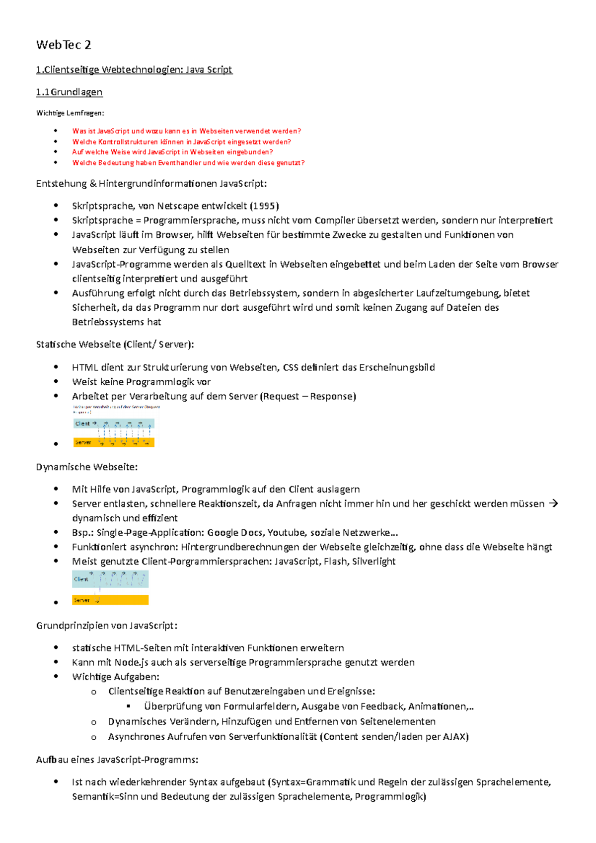 Web Tec 2 Zusammenfassung gekürzt - WebTec 2 1 Webtechnologien: Java ...