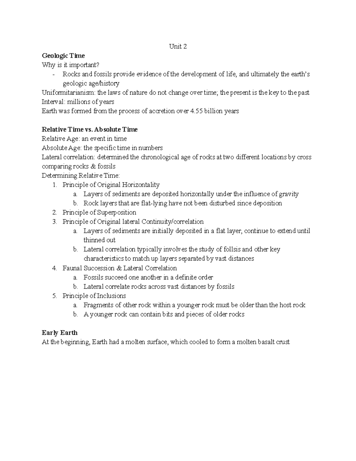 Geology class notes Geologic Time - Unit 2 Geologic Time Why is it ...