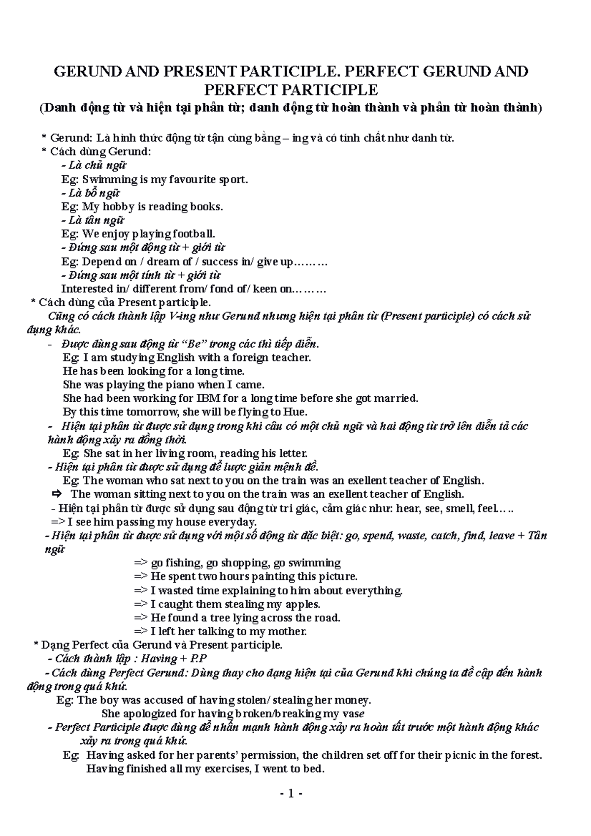 Perfect gerund & PP - TA11 - GERUND AND PRESENT PARTICIPLE. PERFECT ...