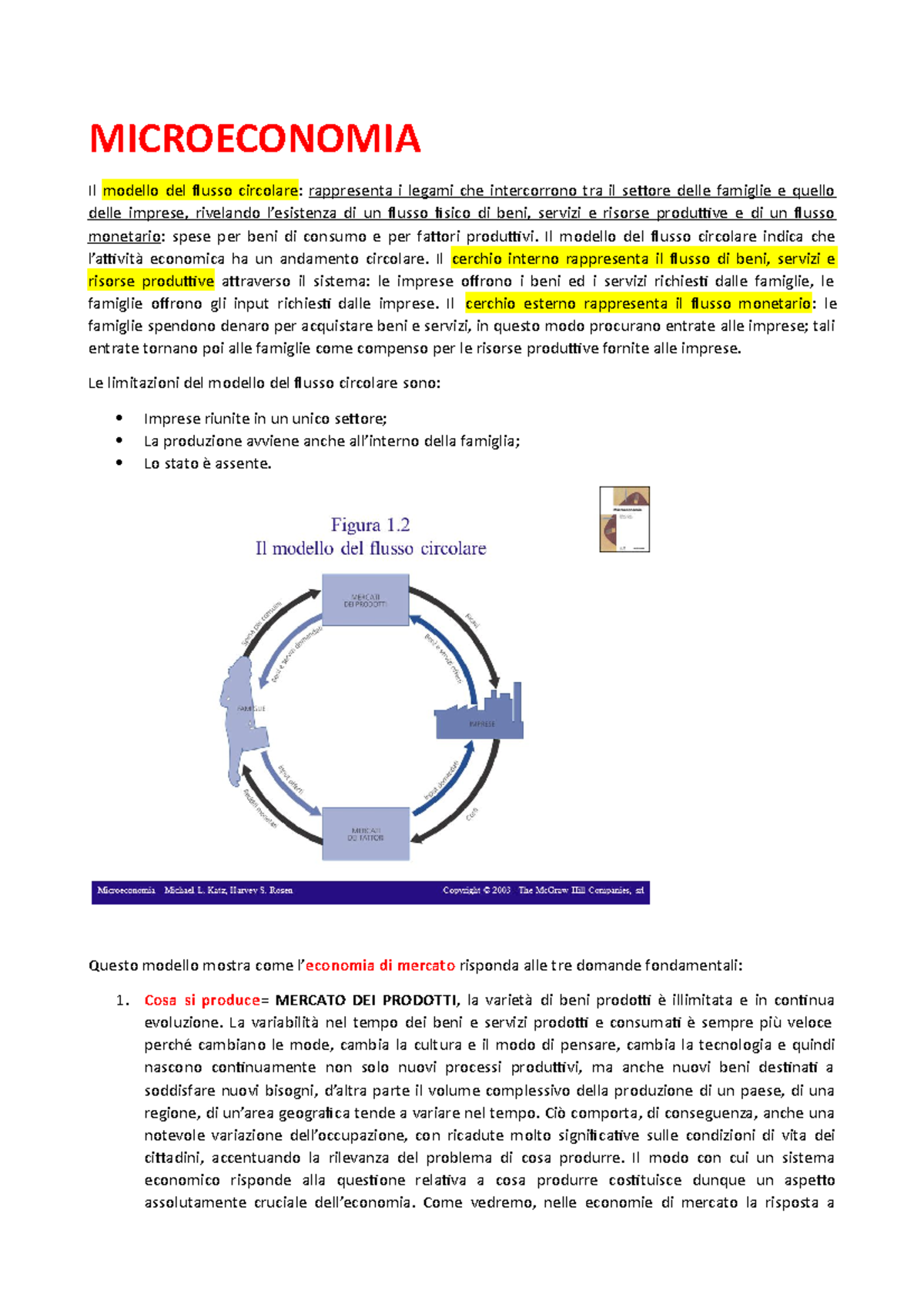 Microeconomia appunti lezioni - MICROECONOMIA Il modello del flusso ...