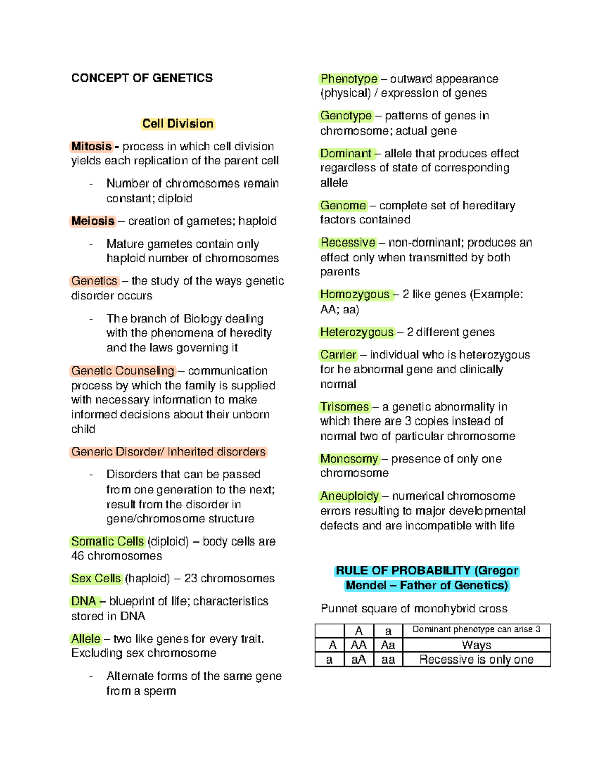 Concept-OF- Genetics - lecture notes made by the students of CDU based ...