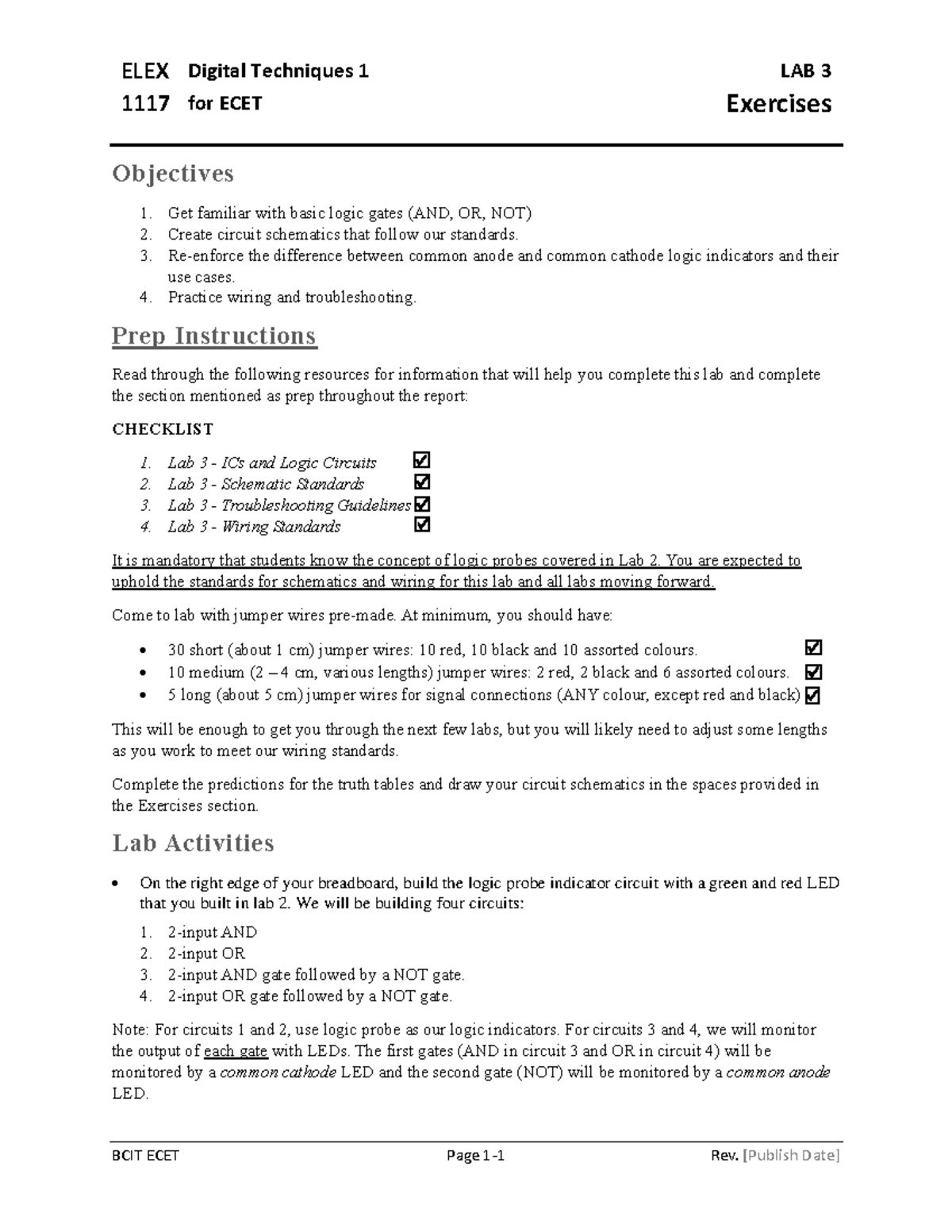 Lab 3 Report - 1117 for ECET Exercises Objectives 1. Get familiar with ...